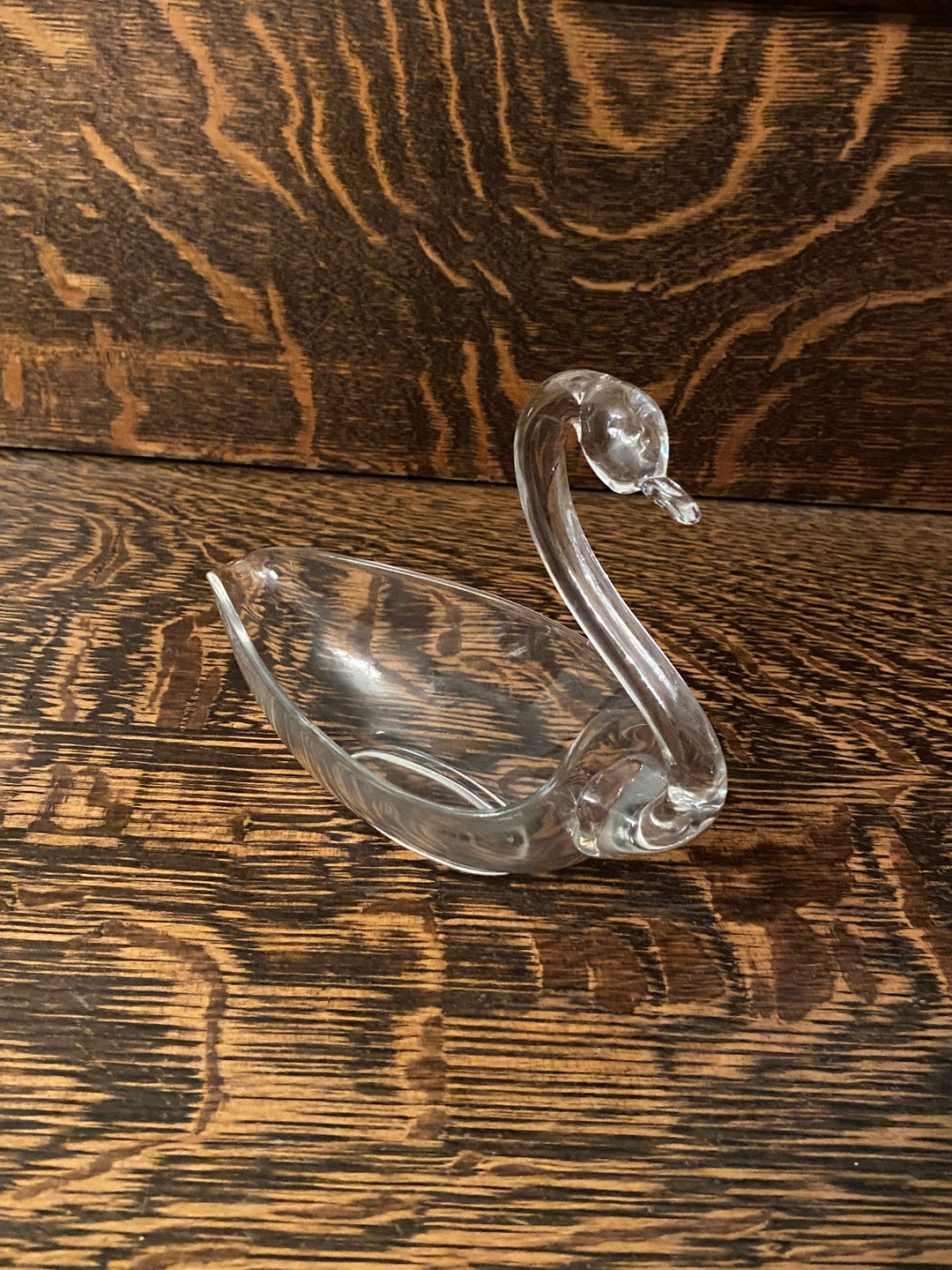 Vintage Duncan Miller Swan Gravy Boat Trinket Dish Clear Glass Decor ...