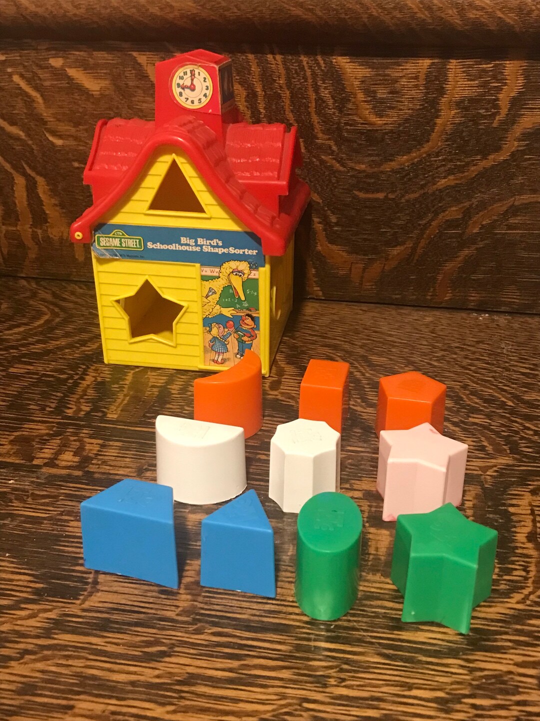 Vintage CTW Sesame Street Shape Sorter 1978 Big Bird Schoolhouse Shape ...