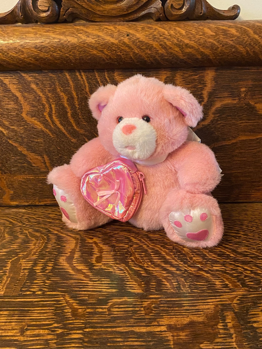 Vintage Twinkle Toes Bear Pastel Pink Iridescent Plush With Change ...