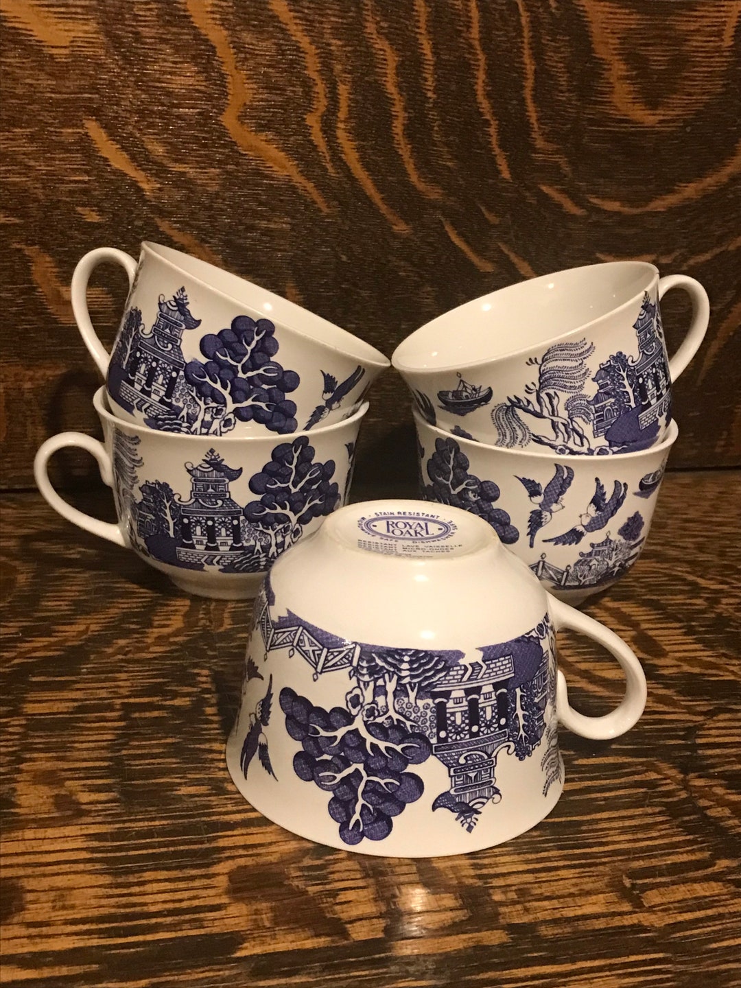Vintage Delft Tea Cups Royal Oak Oriental Design 5PC Set - Etsy