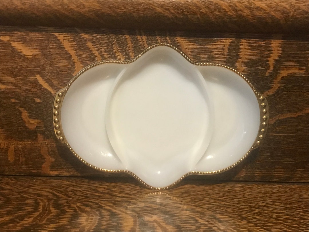 Vintage Fire King Divided Serving Tray - Ovenware Milk Glass - Divided ...