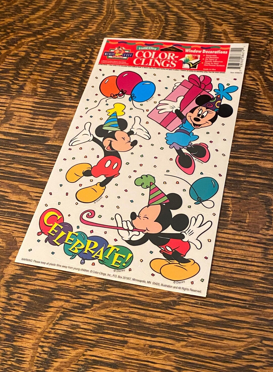 90s Disney Mickey Mouse Window Cling Removable Stickers Vintage ...