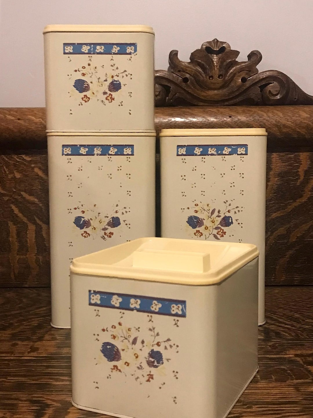 Vintage EKCO Storage Canisters Kitchen Storage Metal Containers W/ Lids ...