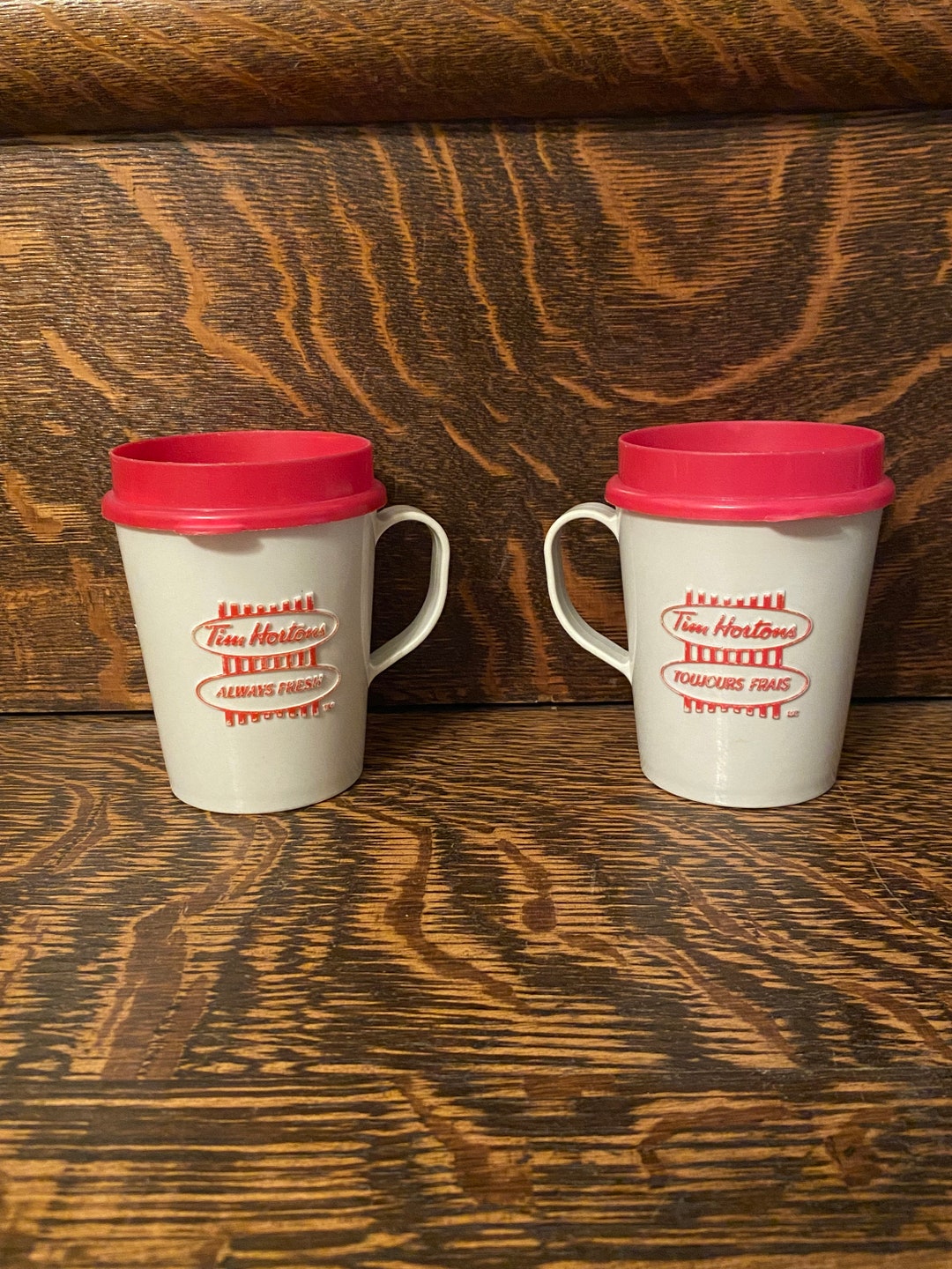 Vintage Tim Hortons Travel Mugs Set of 2 Tim Donut Limited Small Coffee ...
