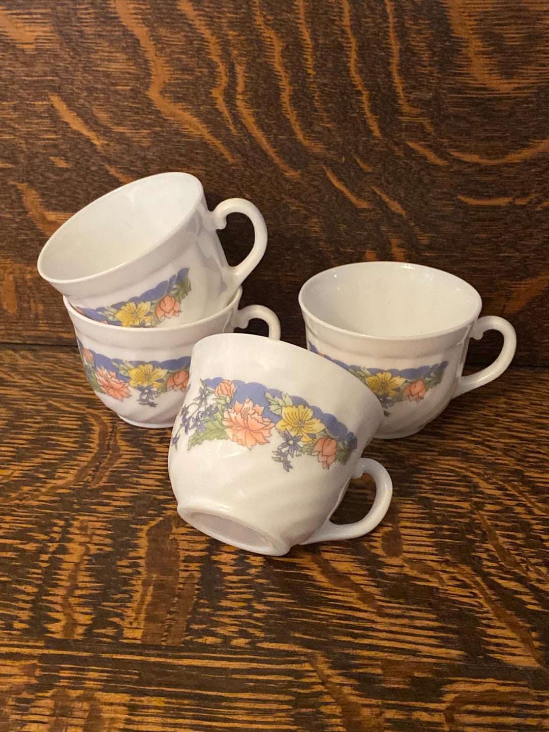 Vintage Arcopal Florine Glass Coffee Mugs Set of 4 French Tea Cups - Etsy