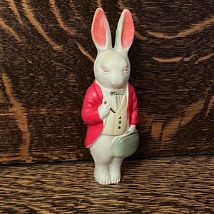 Antique Celluloid Bunny Rabbit Hand Painted Plastic Figure 1930’s Decor ...