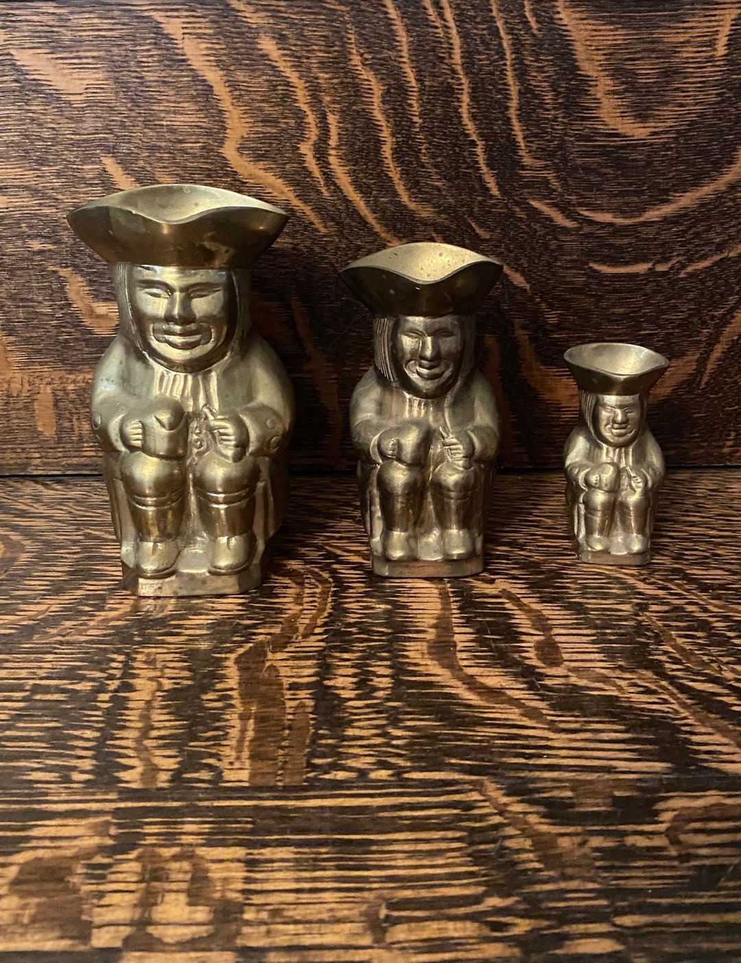 Vintage Solid Brass Toby Jugs Set of 3 Decor Pitcher Vases - Etsy