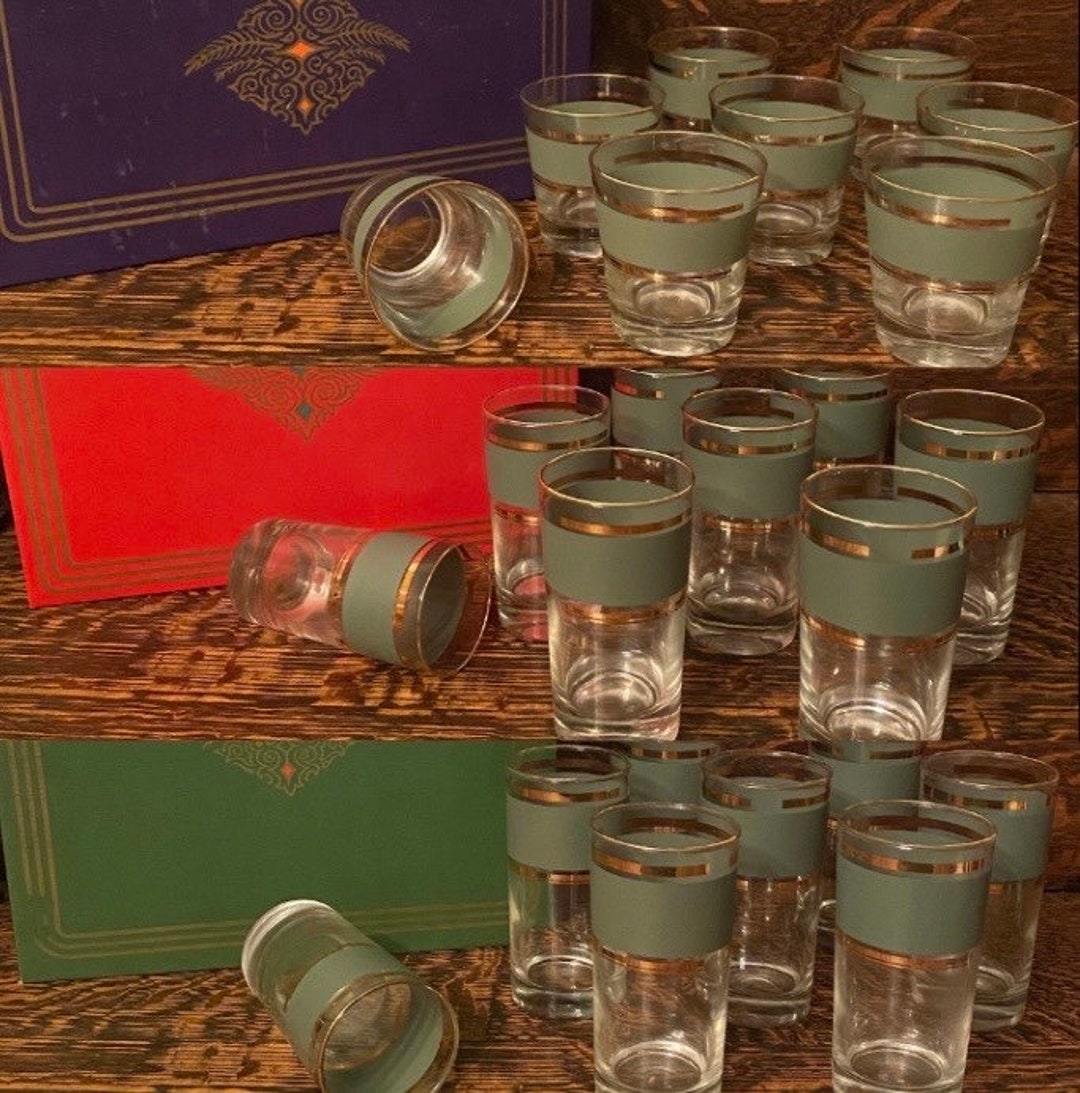 Rare MCM Glasses TST Heritage Celadon Tumbler Drinking Glasses Set of ...