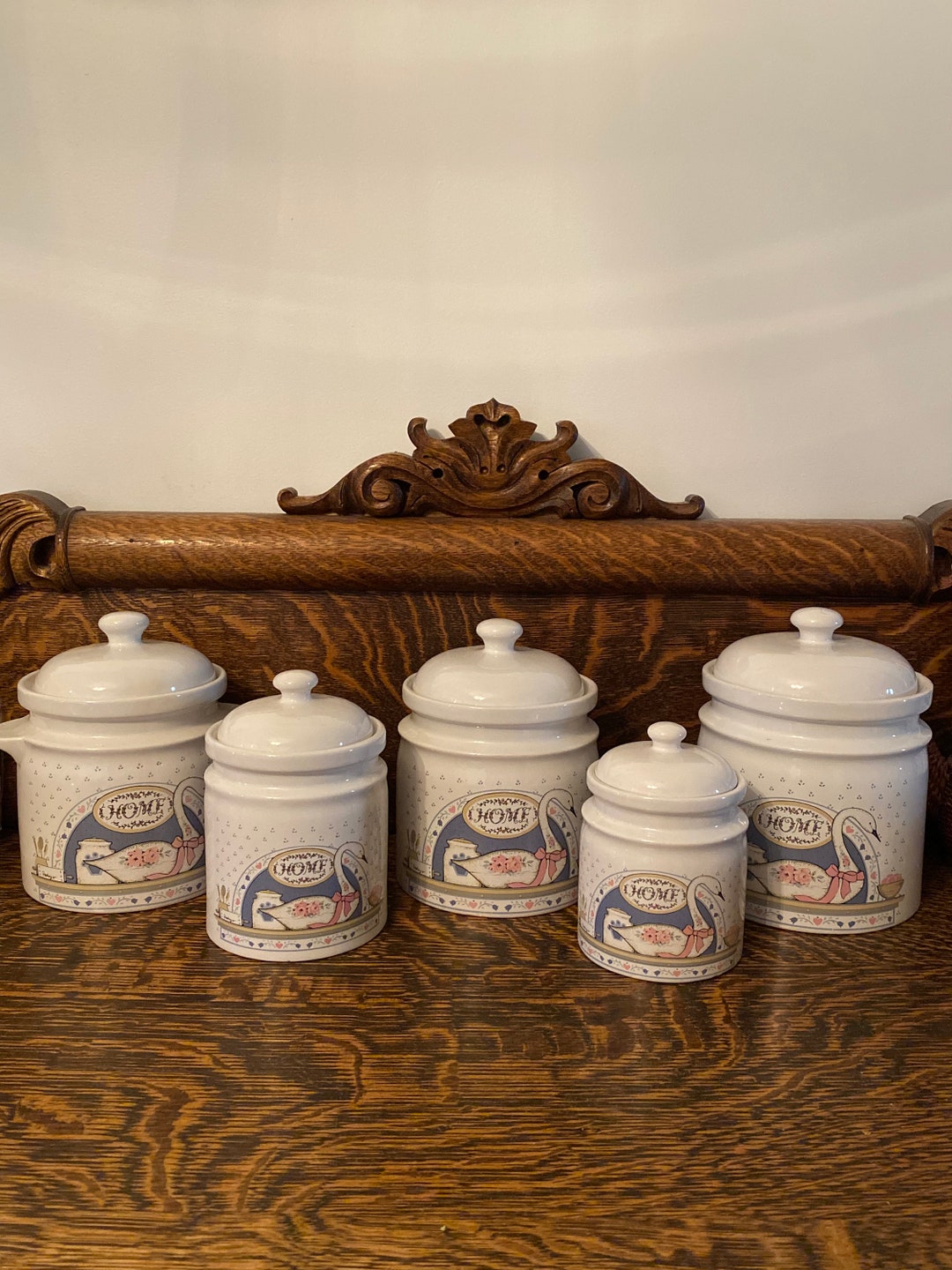 Vintage Country Goose Canister Set Farmhouse Kitchen Storage Containers ...