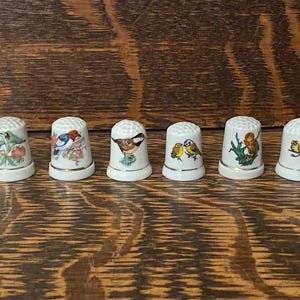 Vintage Bird Themed Ceramic Thimble Set of 6 - Etsy