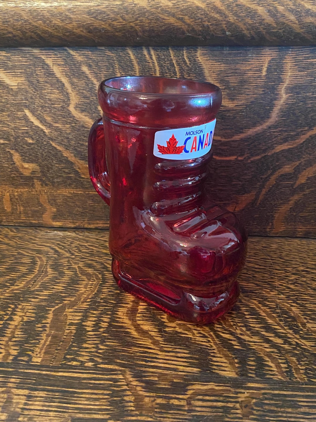 Molson Canadian Hockey Skate Glass Beer Stein Breweriana Barware Decor ...