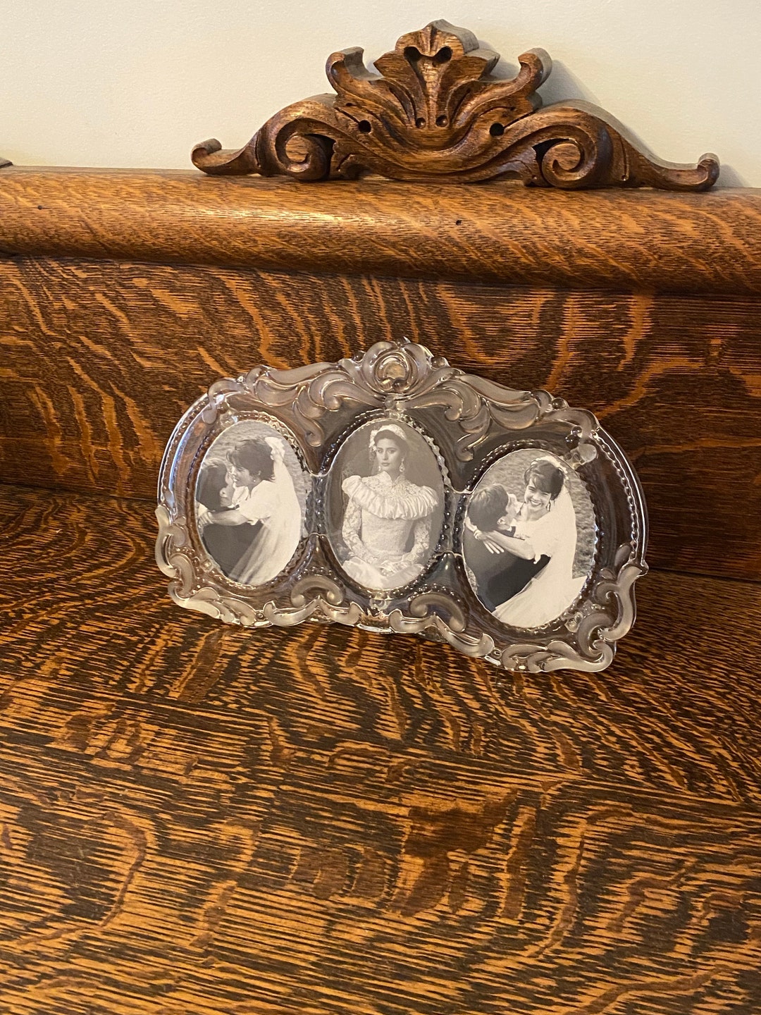 Vintage Mikasa Crystal Oval Picture Frame - Three Photo Picture Frame ...