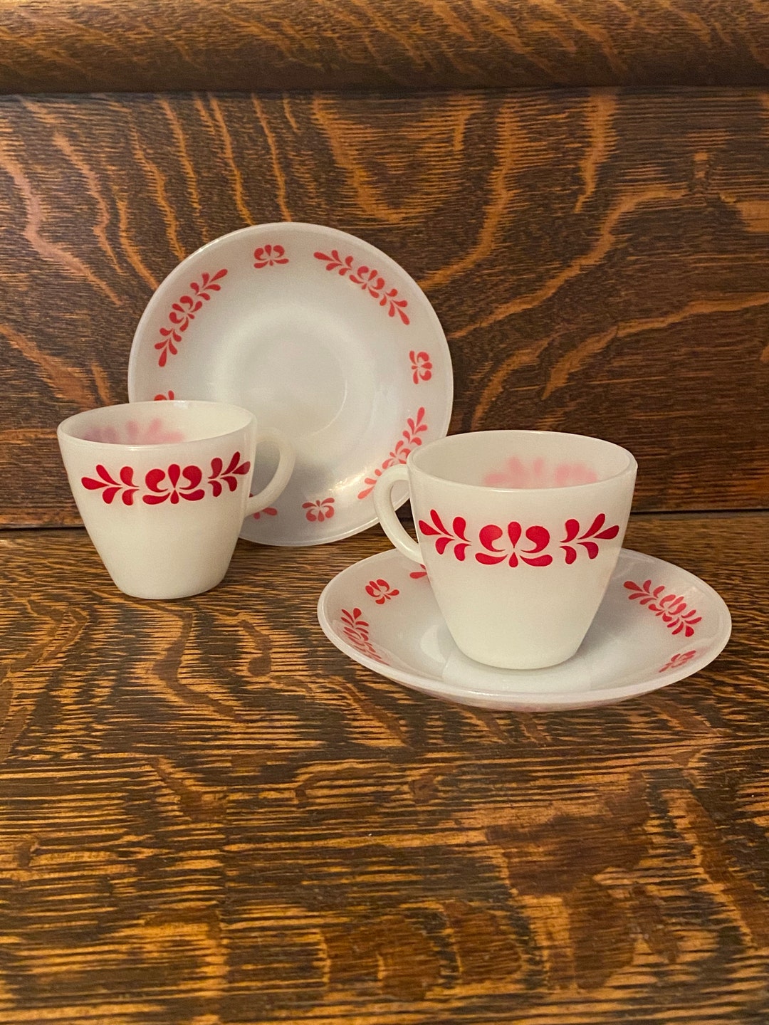 Vintage Termocrisa Pyrex Tea Cups & Saucer Plates Rare Fire-king ...