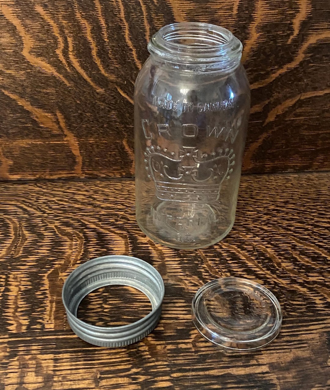 Antique Crown Imperial 1 Quart Glass Mason Jar - 1935 Crown Jar for ...