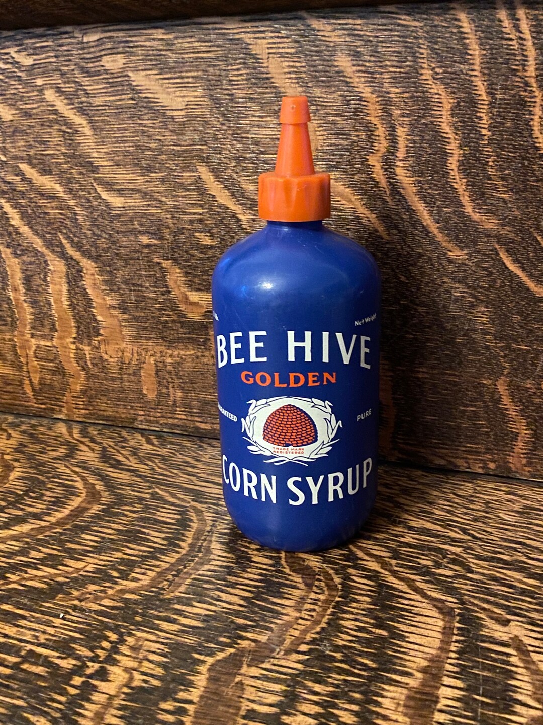 Vintage 1950’s BEE HIVE Corn Syrup Blue Squeeze Bottle Advertising ...