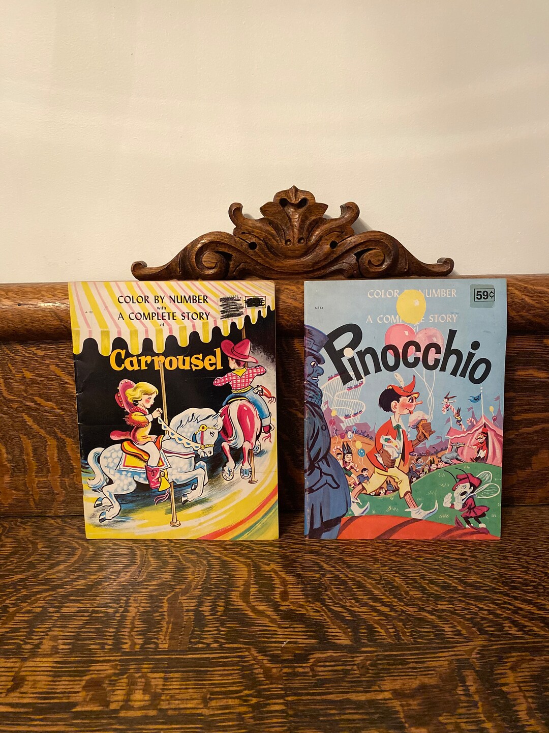 Vintage Colouring Books A Color by Number Book Pinocchio & Carousel ...