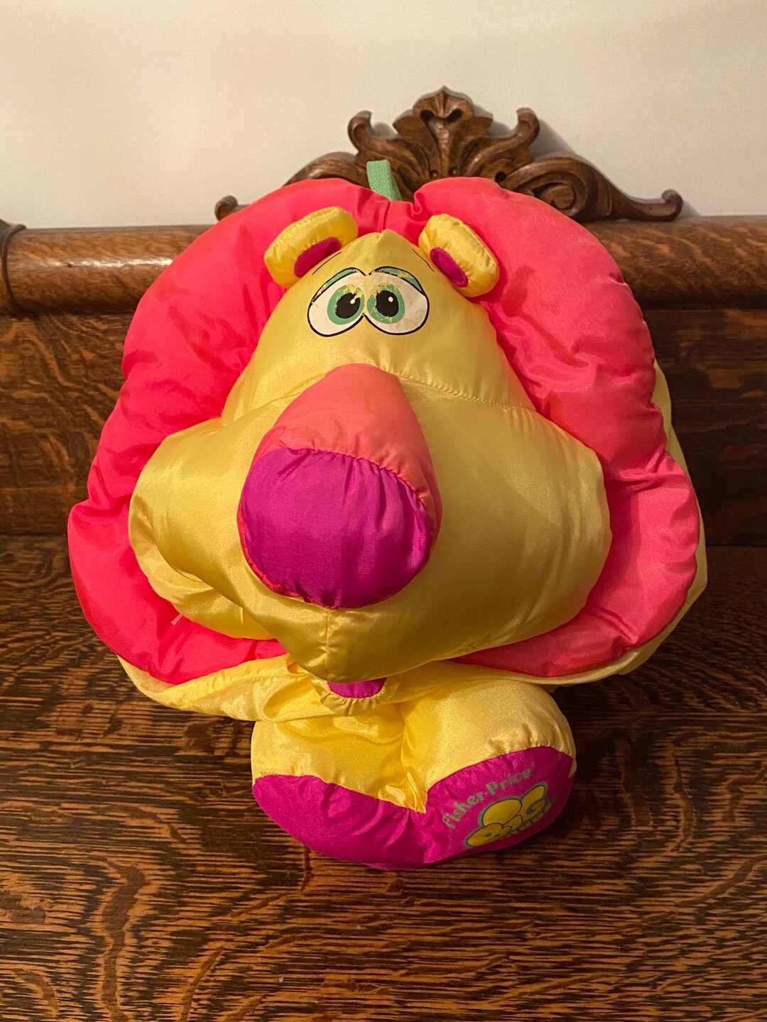 Vintage Fisher Price Puffalumps Big Things 24” Yellow Lion Plush Pillow ...