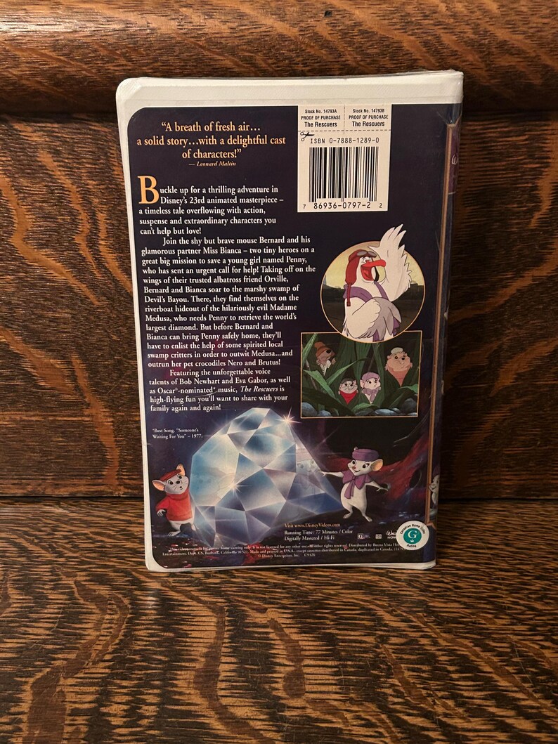 Sealed Walt Disney the Rescuers VHS Tape Disney’s Masterpiece Edition ...