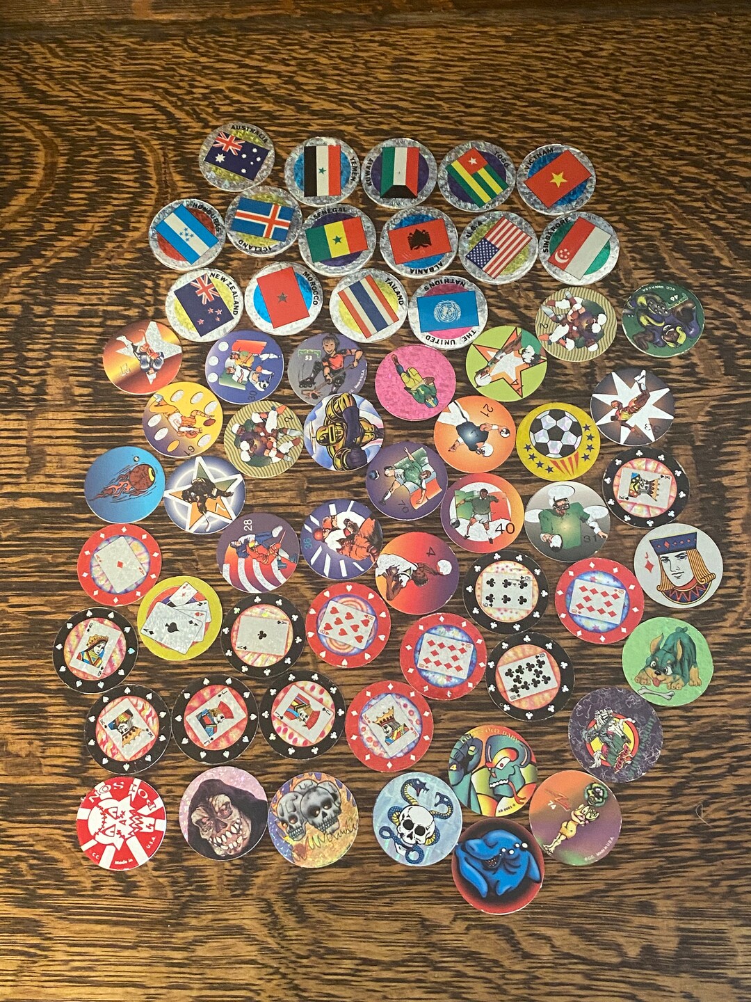 Retro Pogs Milk Caps Assorted Regular/holo Collectible Pogs 50 Pieces ...