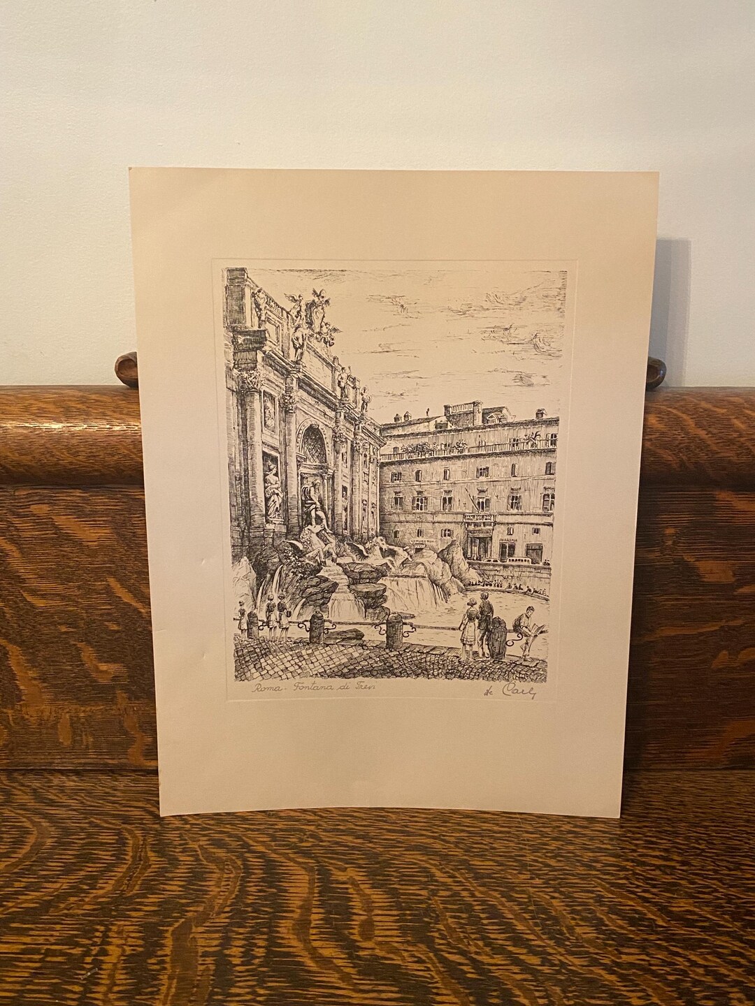 Original 1960’s Etching Roma Fontana Di Trevi by De Carly Italian Wall ...