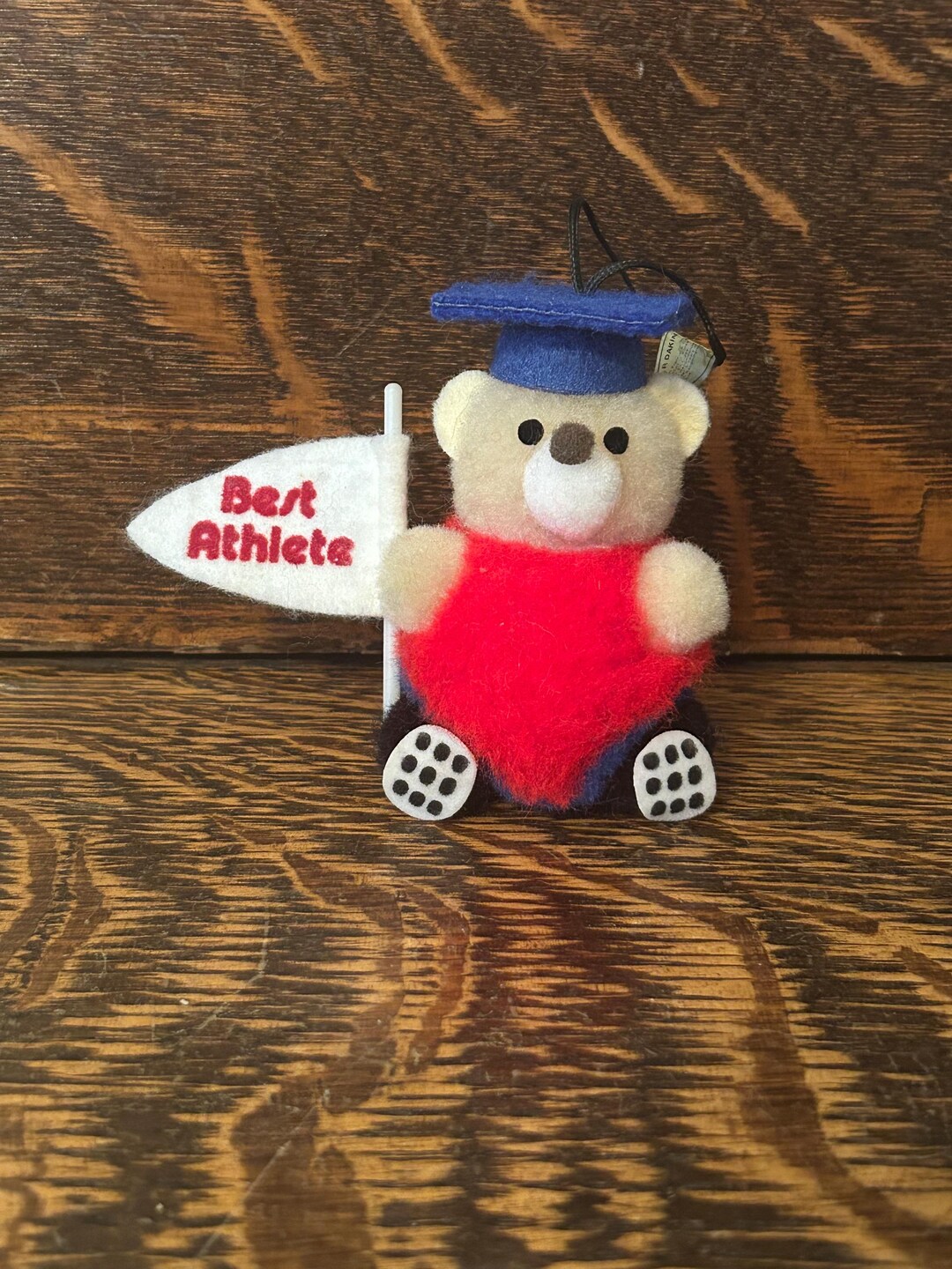 Rare Vintage Dakin 1986 Felt Pompom Ornament “best Athlete” Bear R ...