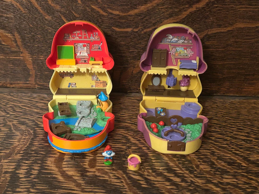 Rare Smurfs Jakks Pacific Mushroom House Polly Pocket Style Playsets ...