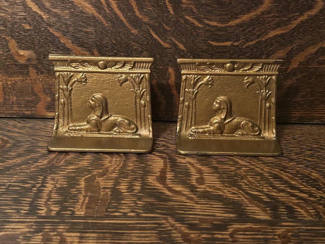 Antique Egyptian Rivivial Sphinx Bookends - 1920’s Cast Iron Sphinx ...