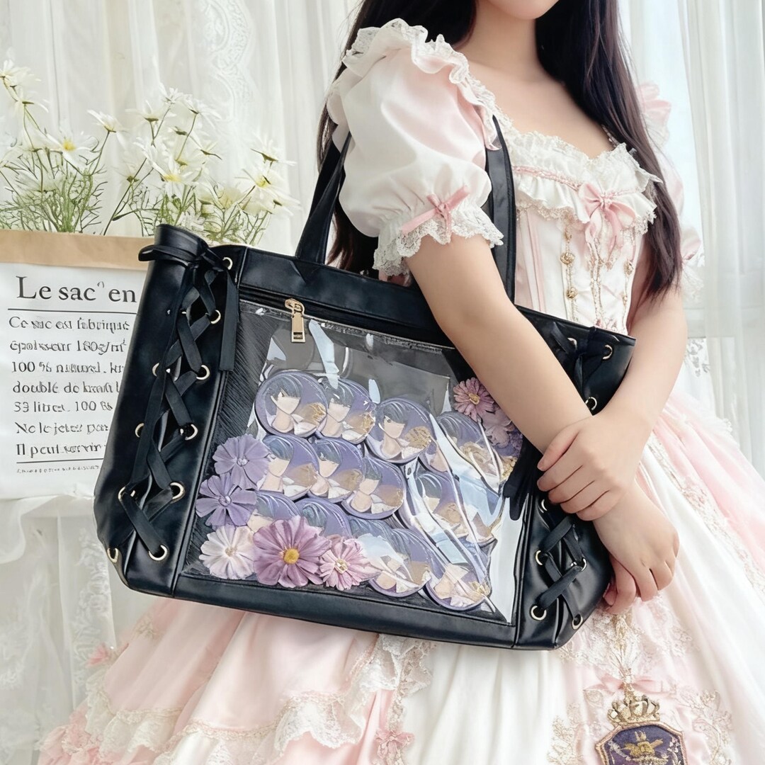 Ribbon Ita Bag Pins Display Single Shoulder Crossbody Bag PU Leather ...