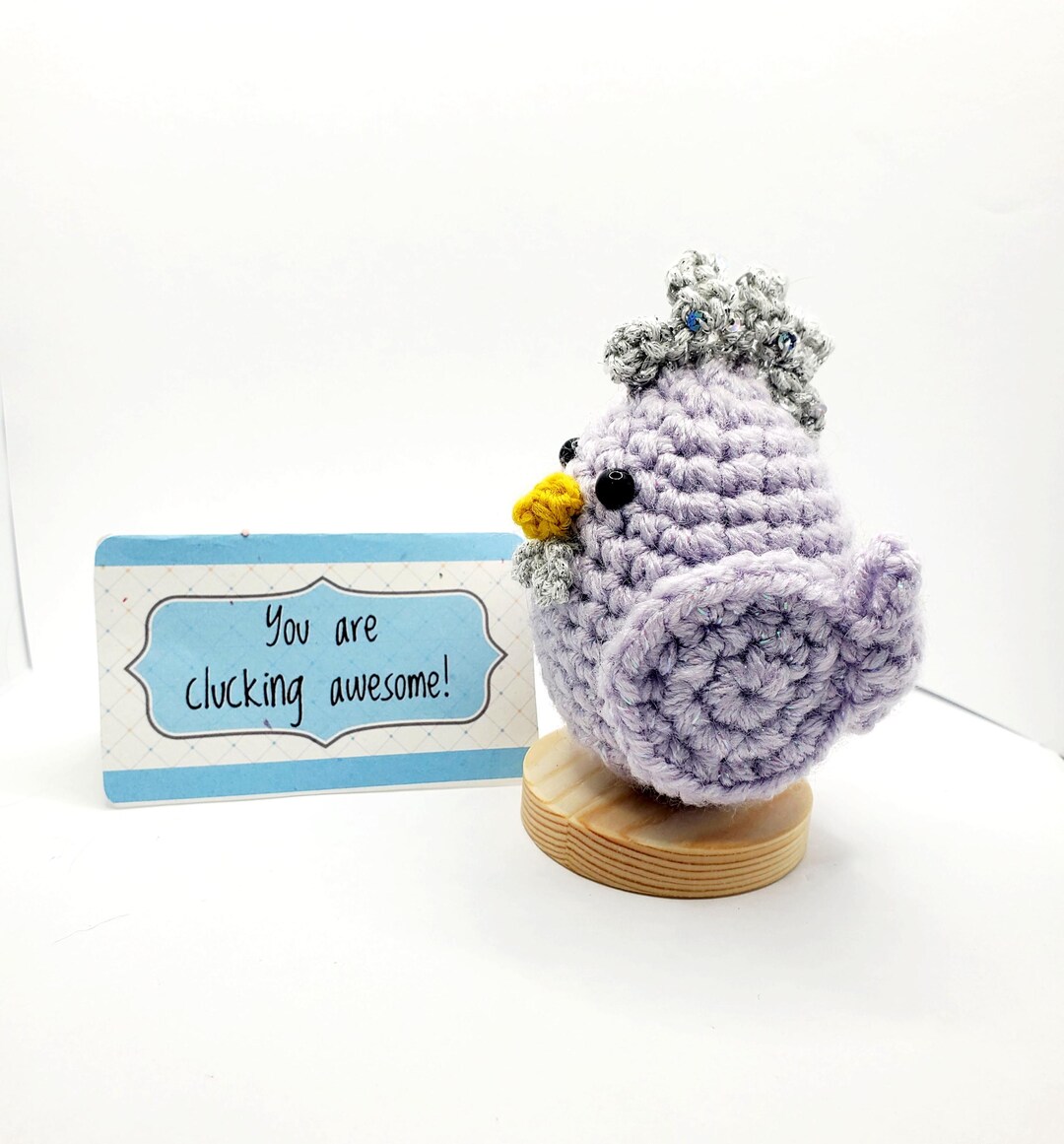 Emotional Support Chicken, Lavender Sparkle Chicken Toy, Hand Crocheted ...