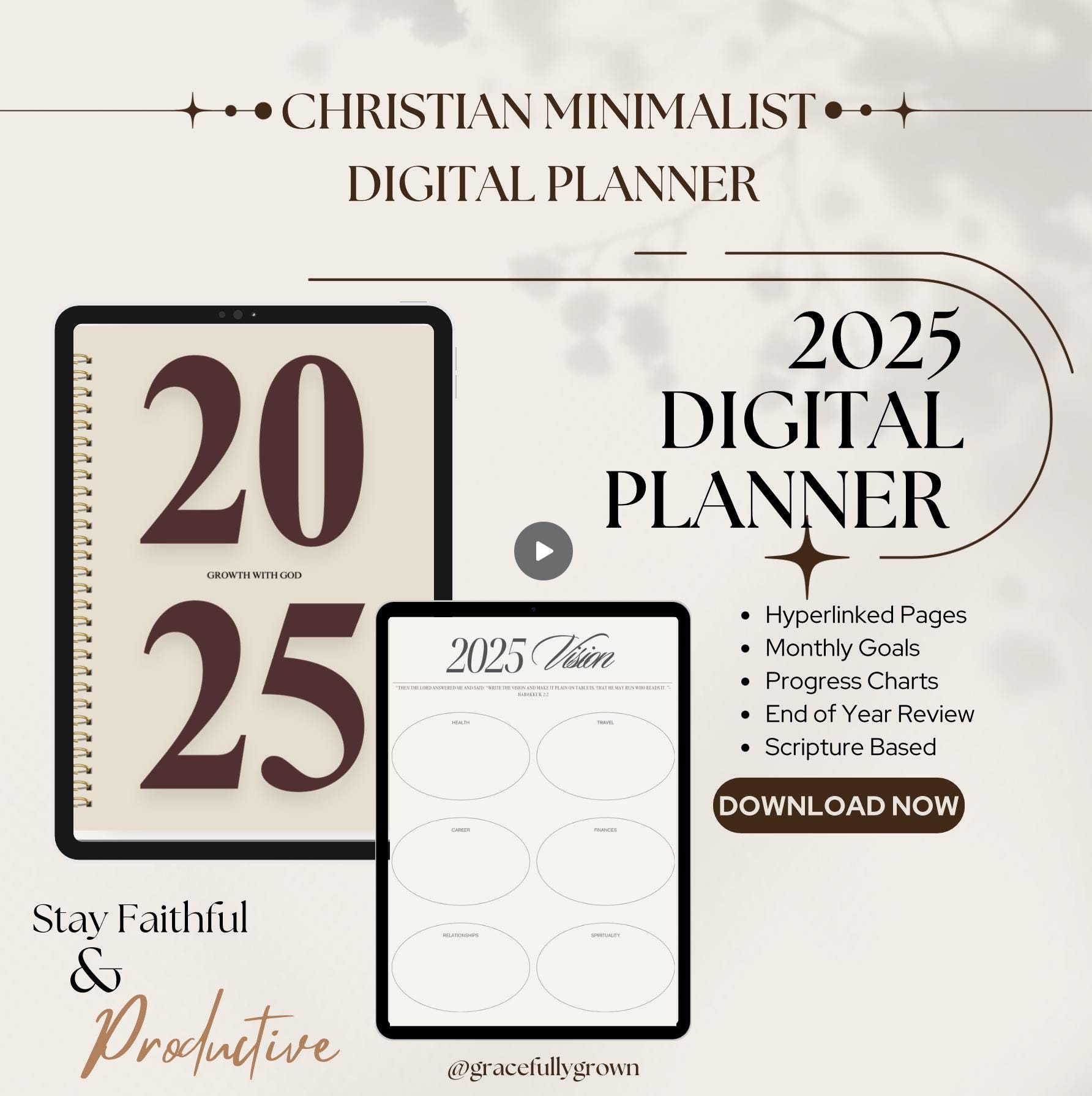 2025 Digital Planner | Goal Tracker | Christian Women | Minimalist ...