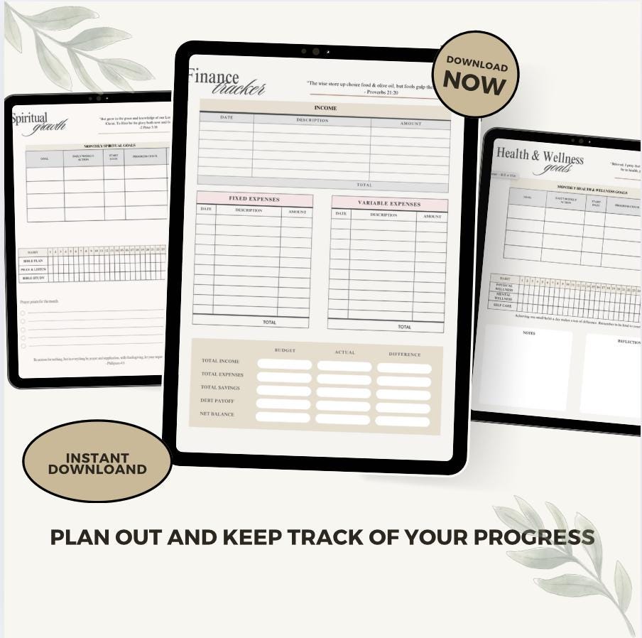 2025 Digital Planner | Goal Tracker | Christian Women | Minimalist ...