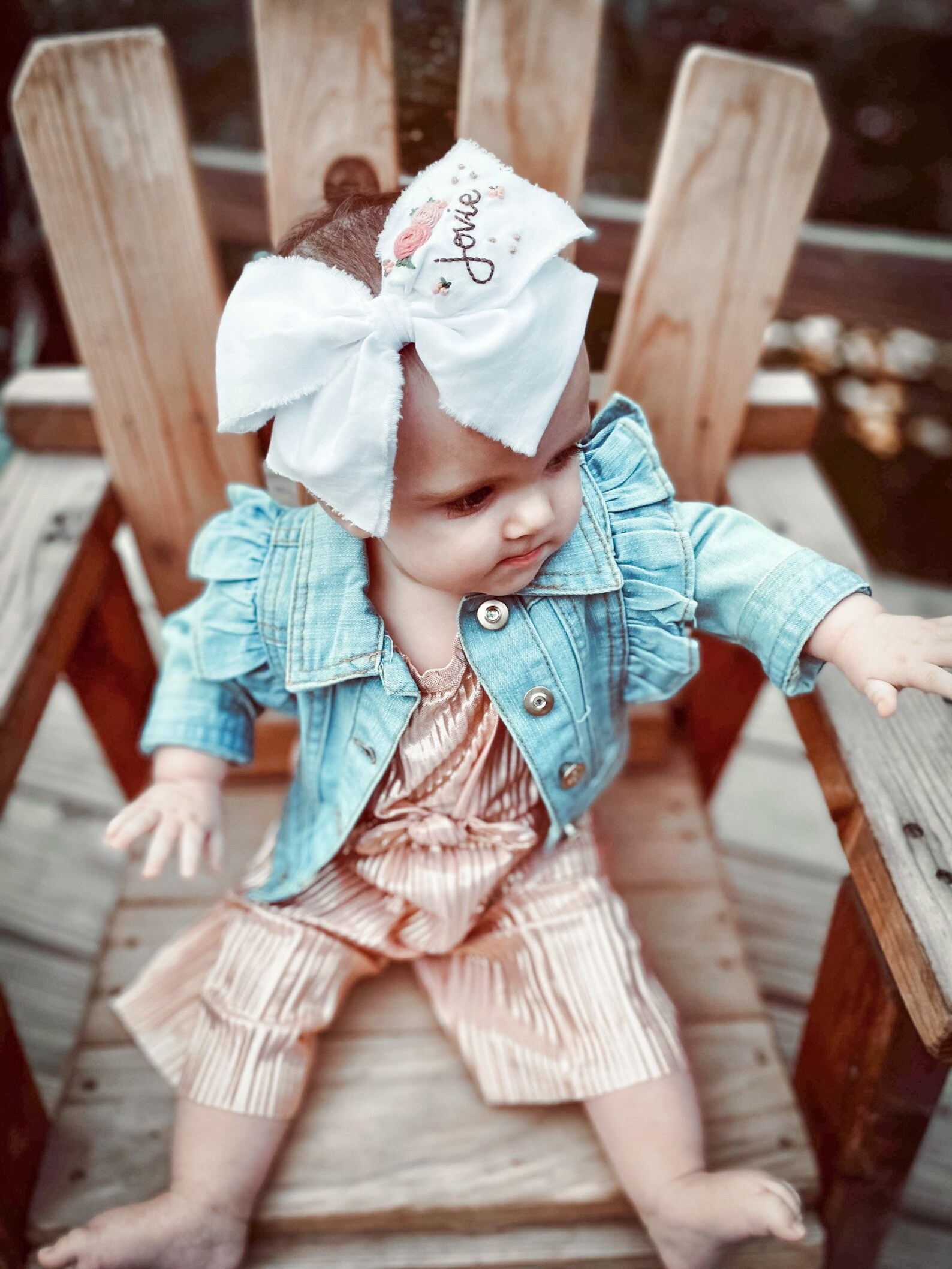 Hand Embroidered Bow Personalized Name Bow Baby Shower Gift - Etsy