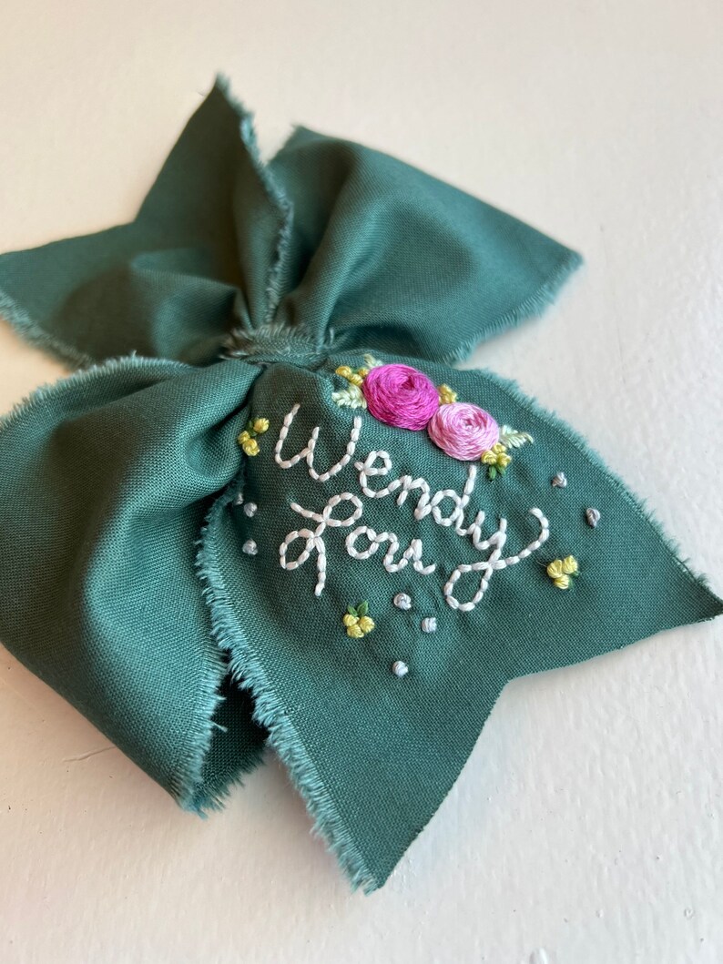 Hand Embroidered Bow Personalized Name Bow Baby Shower Gift - Etsy