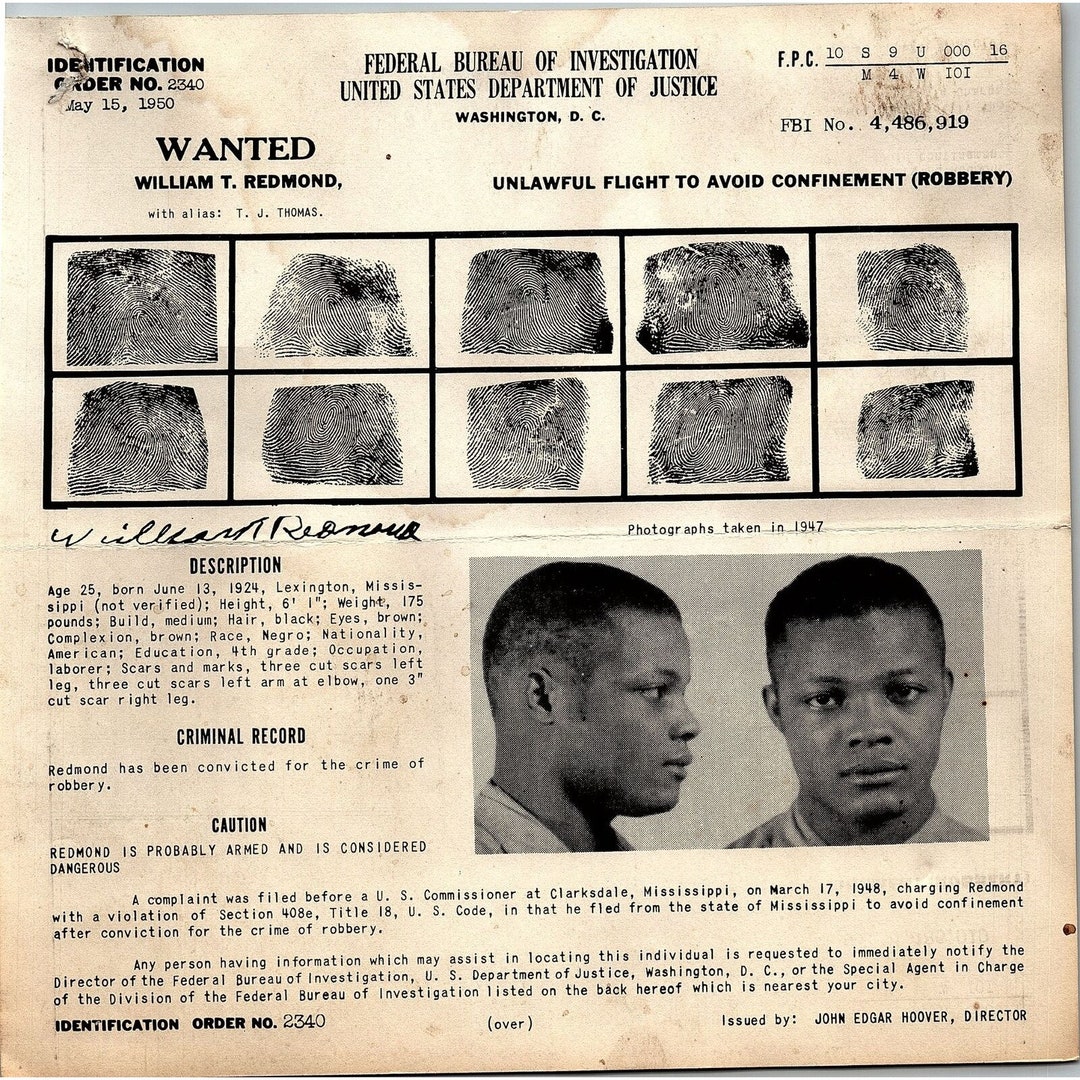 1950 FBI Wanted Poster William T. Remond Armed and Considered - Etsy