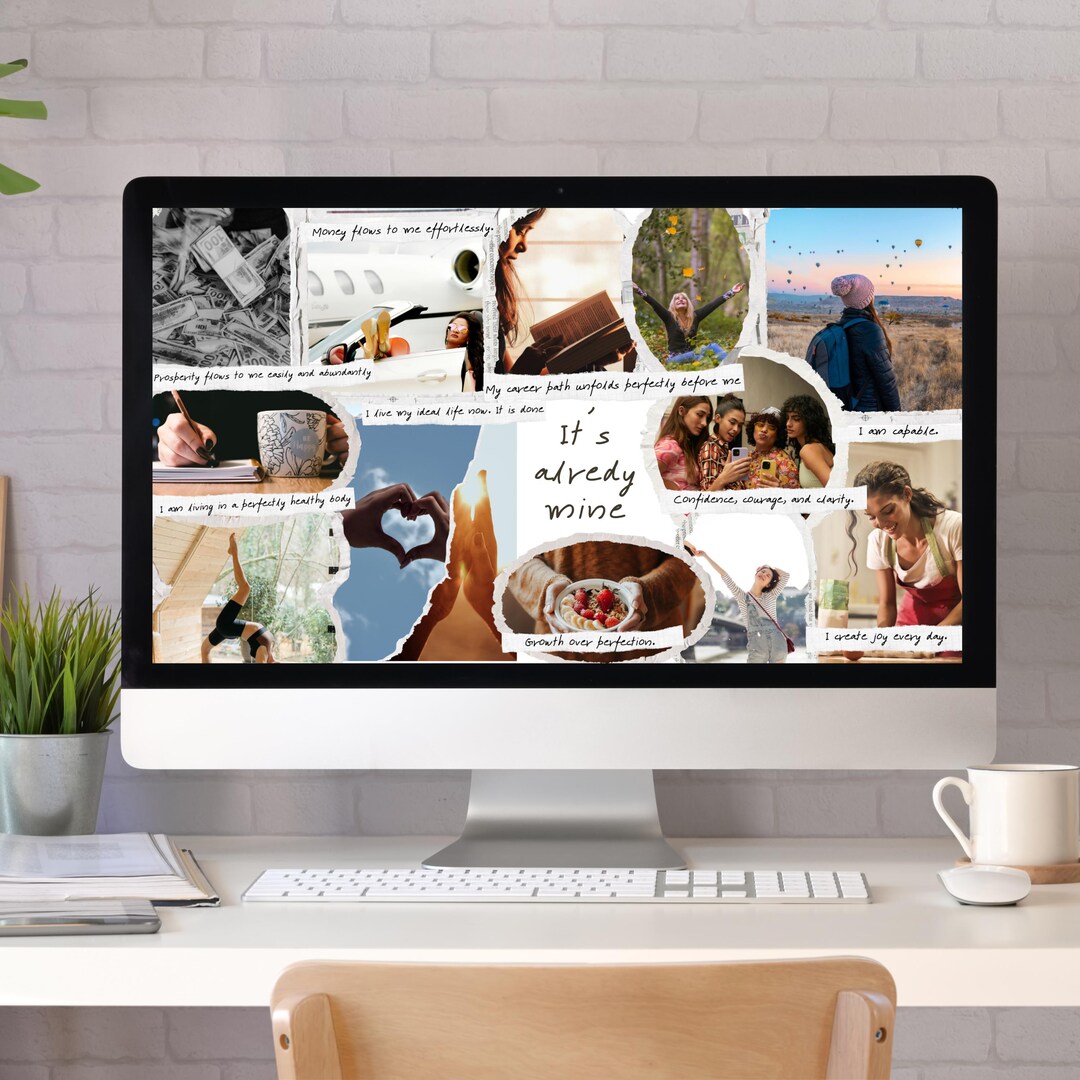 Editable Digital Vision Board Template Desktop Photo Collage Vision ...