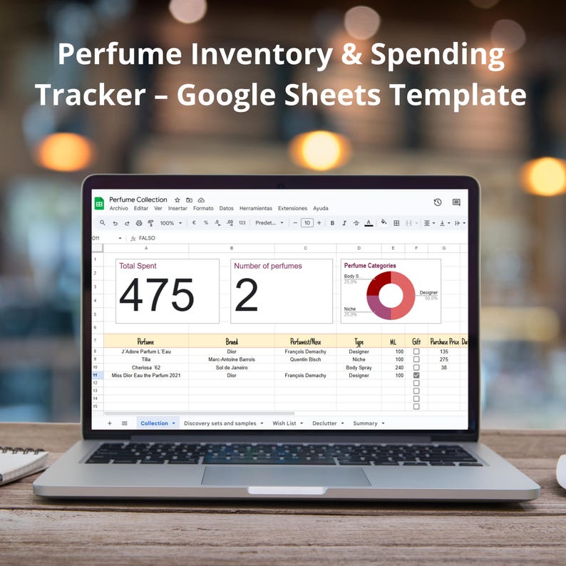 Perfume Collection Inventory and Spending Tracker Sheet, Perfume ...