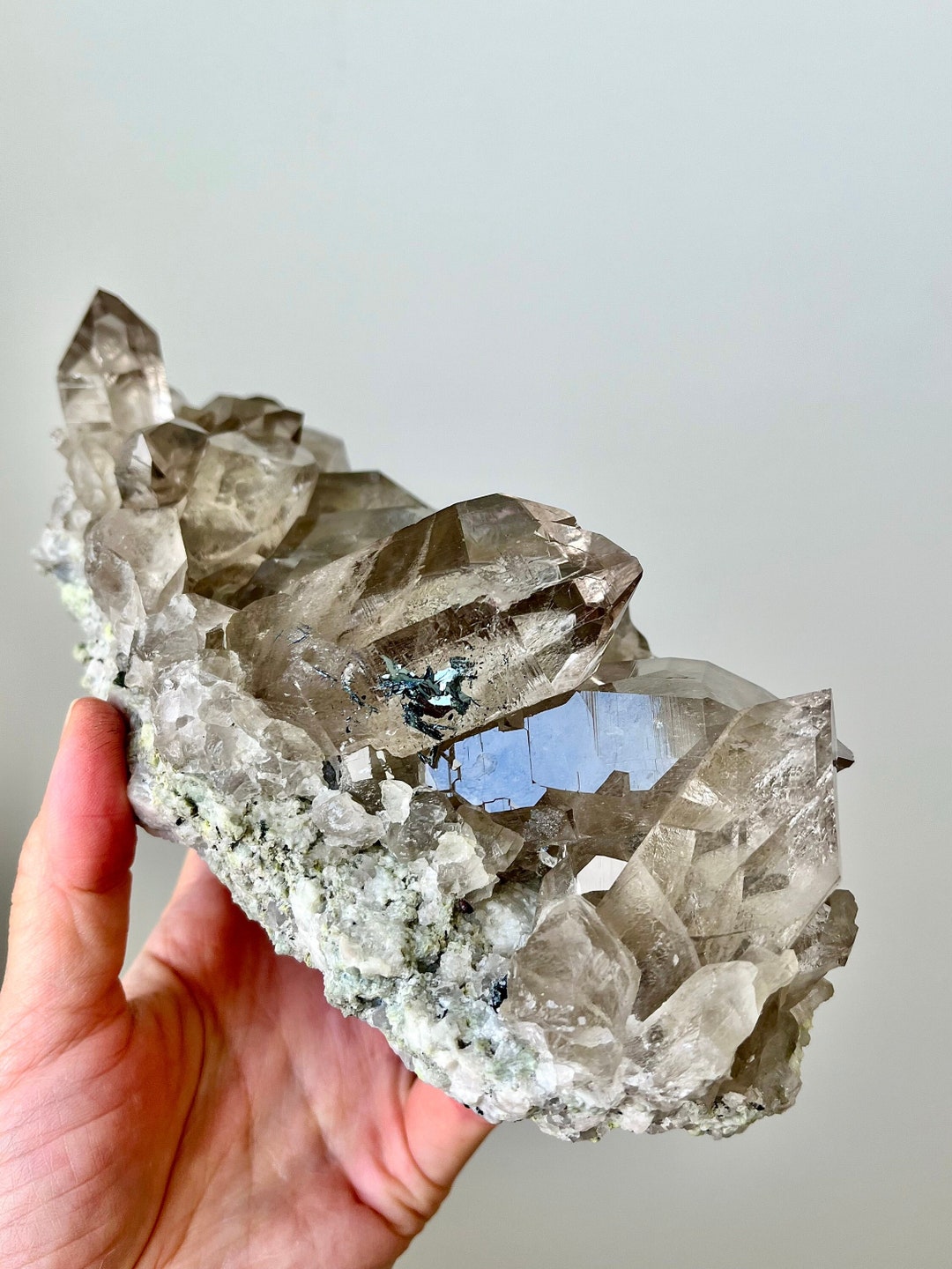 Swiss Alpine Light Smoky Quartz Cluster With Hematites - Etsy