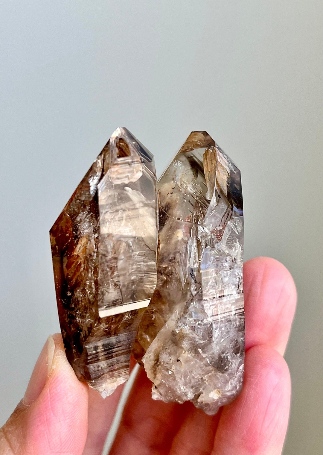 Namibian Enhydro Smoky Fenster Quartz / Smoky Skeletal Elestial Quartz ...