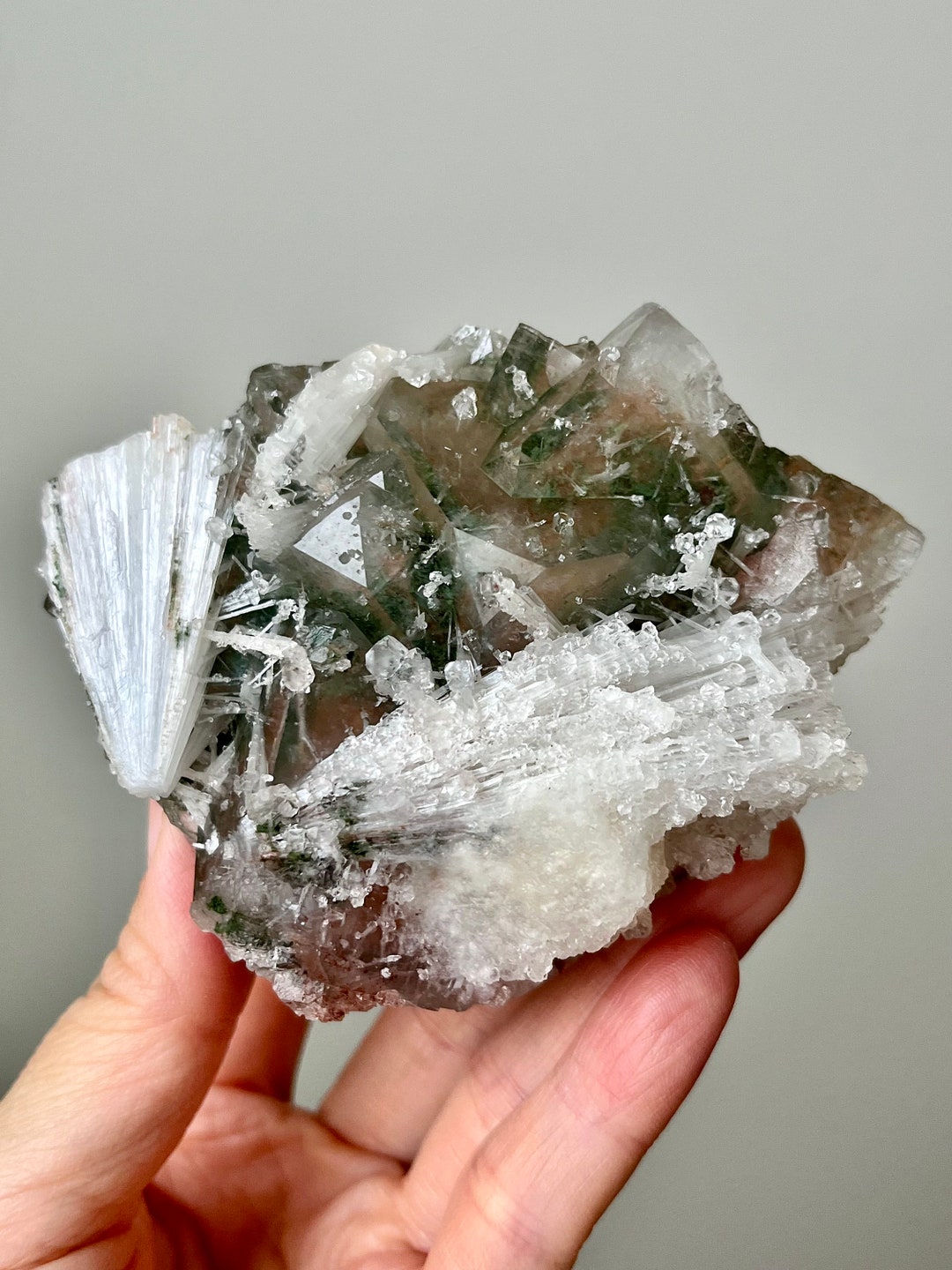 Red Apophyllite Cluster With Sugar Coating Scolecite - Hematite & Chlorite Inclusions - Etsy