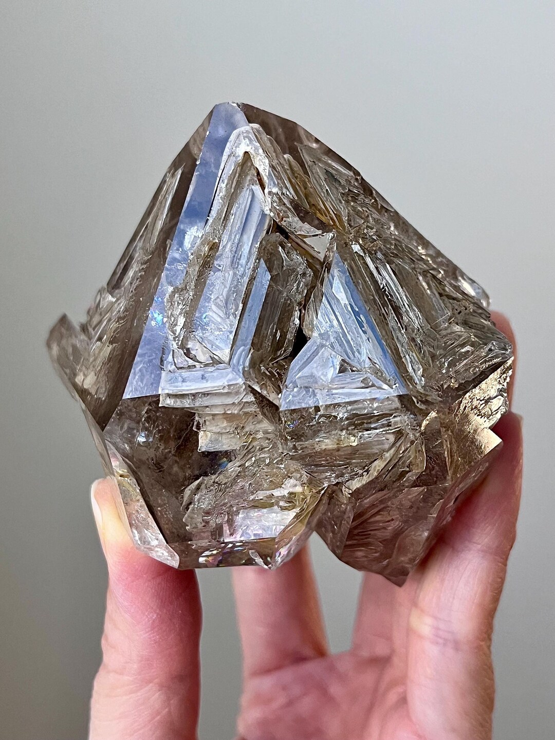 Smoky Skeletal Thousand Layer Herkimer Diamond With Rainbows - Etsy