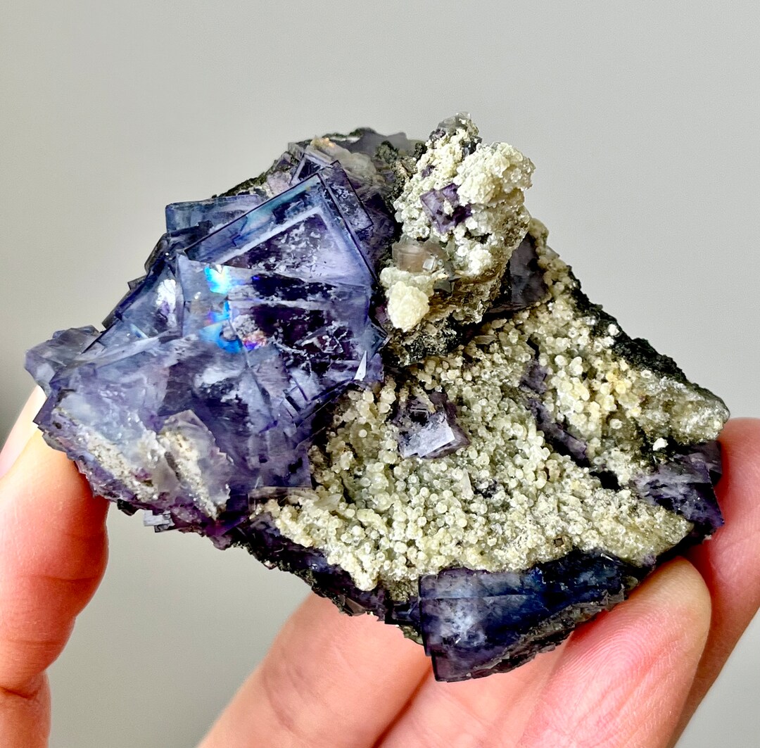 Phantom Fluorite With Mica, Chlorite, Rainbow Flash - Etsy