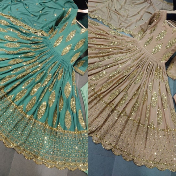 Anarkali Sequence Work Dress Wedding Dresses Long Gown Indian - Etsy