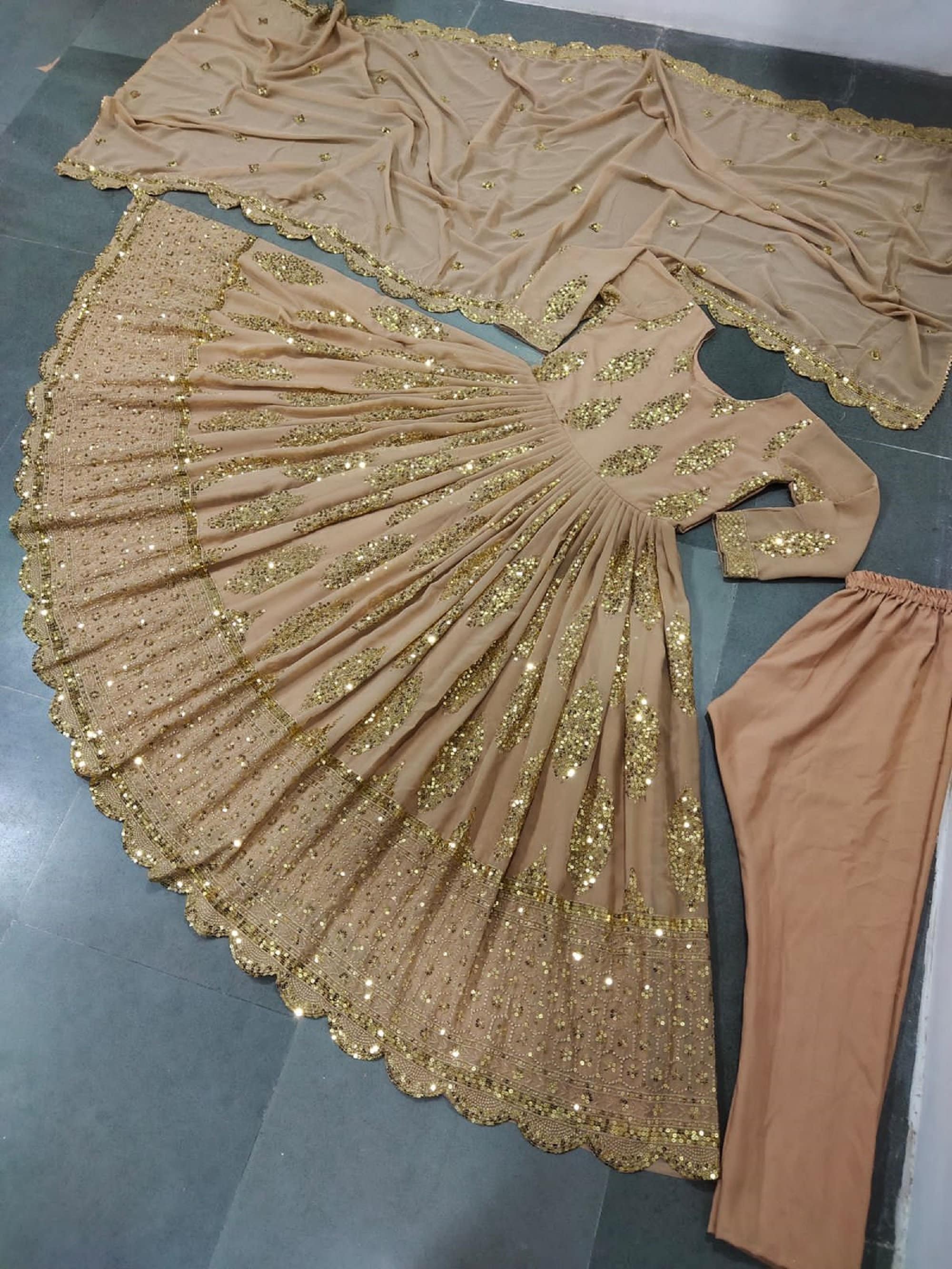 Anarkali Sequence Work Dress Wedding Dresses Long Gown Indian - Etsy