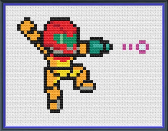 8-bit Samus Cross Stitch Pattern - Etsy