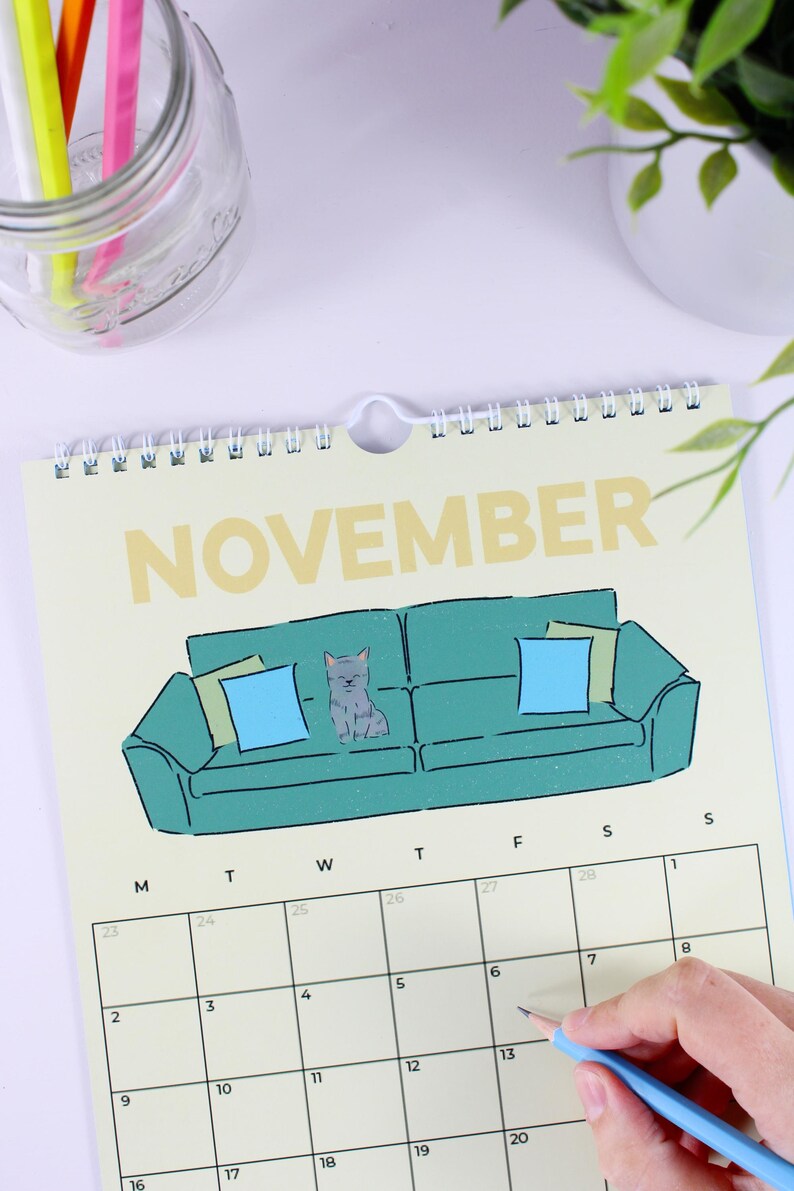 2026 Cat Wall Calendar - Hand-illustrated, Cute Cat Lover Gift - Etsy