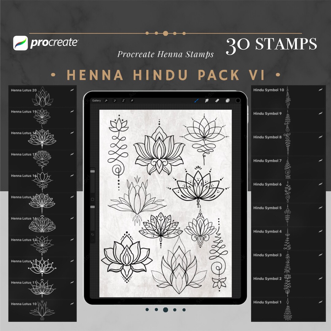 HENNA HINDU Pack V1 PROCREATE 30x Stamps - Etsy