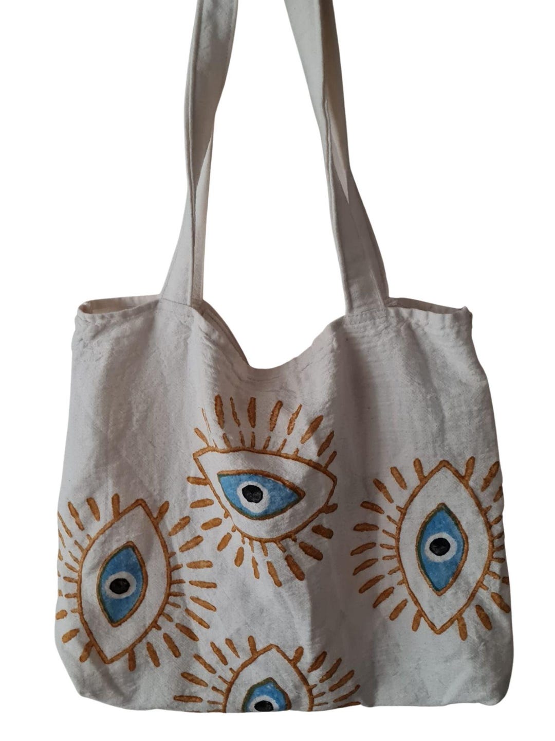 Evil Eye Block Print Large Beach Bag - Etsy
