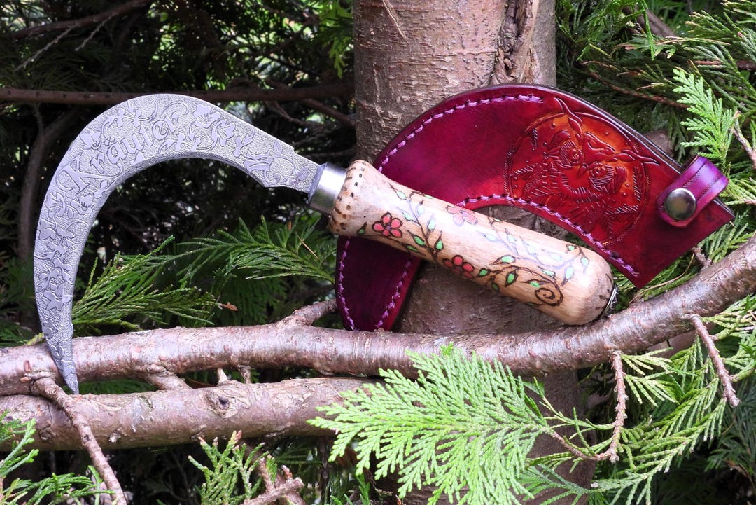 Sickle, Herbal Sickle, Druid Sickle, Ritual Sickle No. 6 Herbal Flower ...