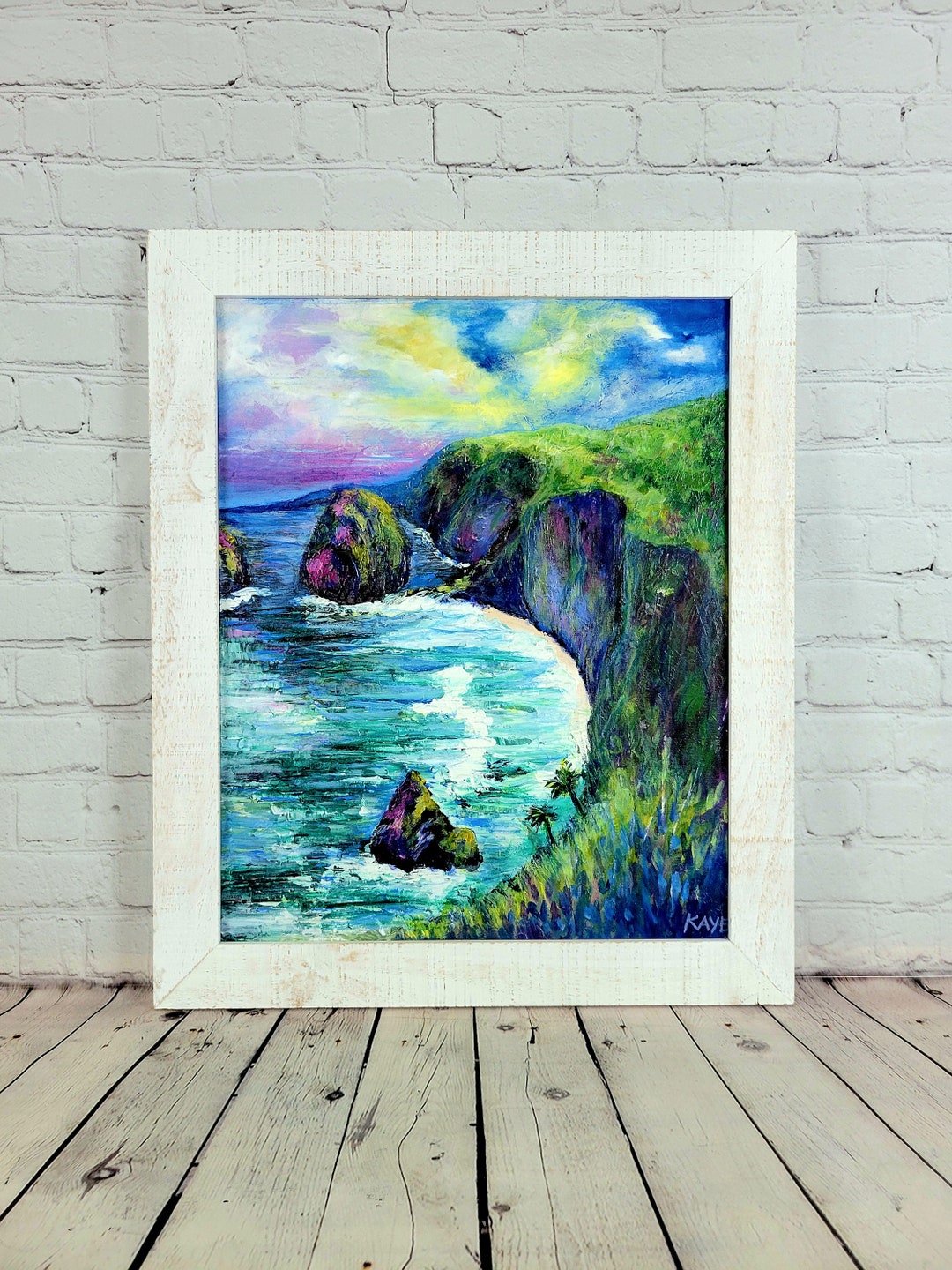 Bali Seascape Painting: Original Acrylic Landscape Art, 16x20 Canvas - Etsy