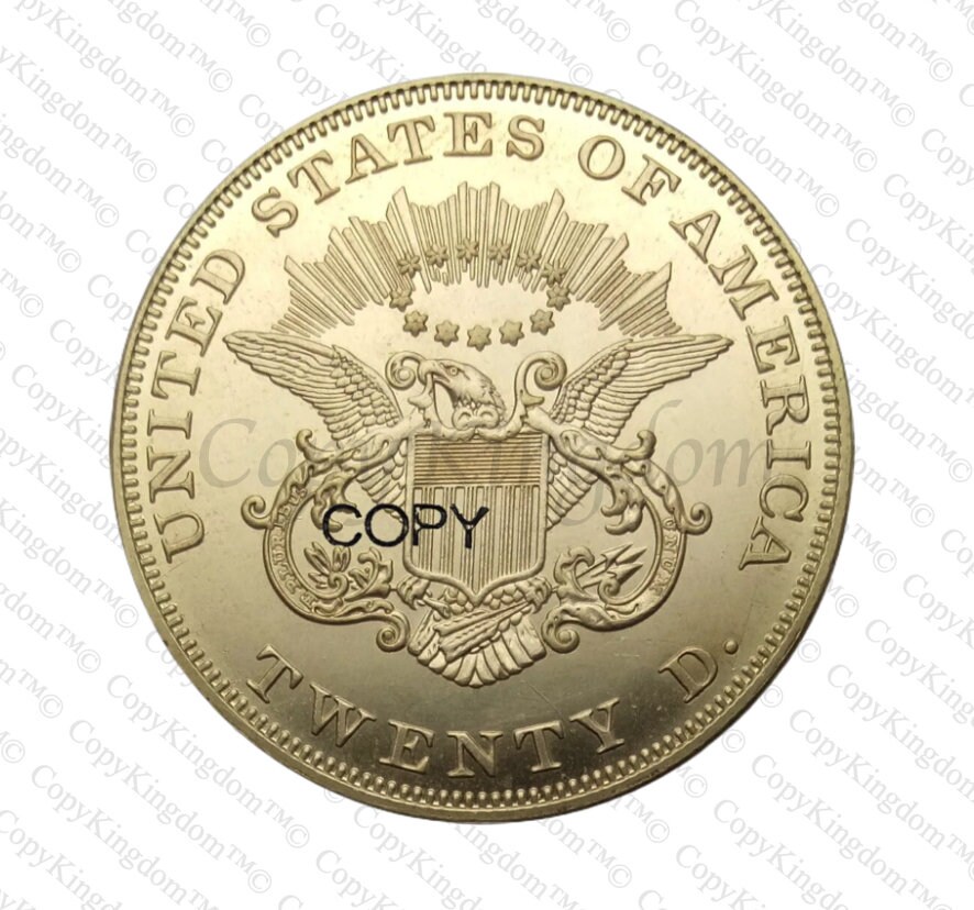 1861 Liberty Head Twenty Dollar Gold Double Eagle Rare A Sought After Restrike Commemorative ...